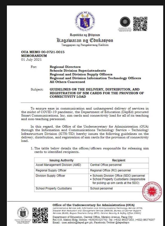 GUIDELINES ON THE DELIVERY, DISTRIBUTION, AND REGISTRATION OF SIM CARDS ...