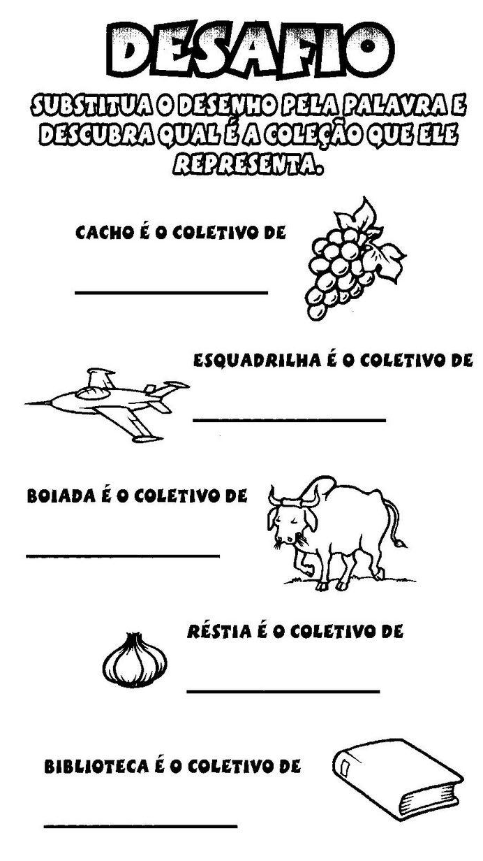 Atividades Infantis sobre Substantivos e Coletivos - Com Desenhos para ...