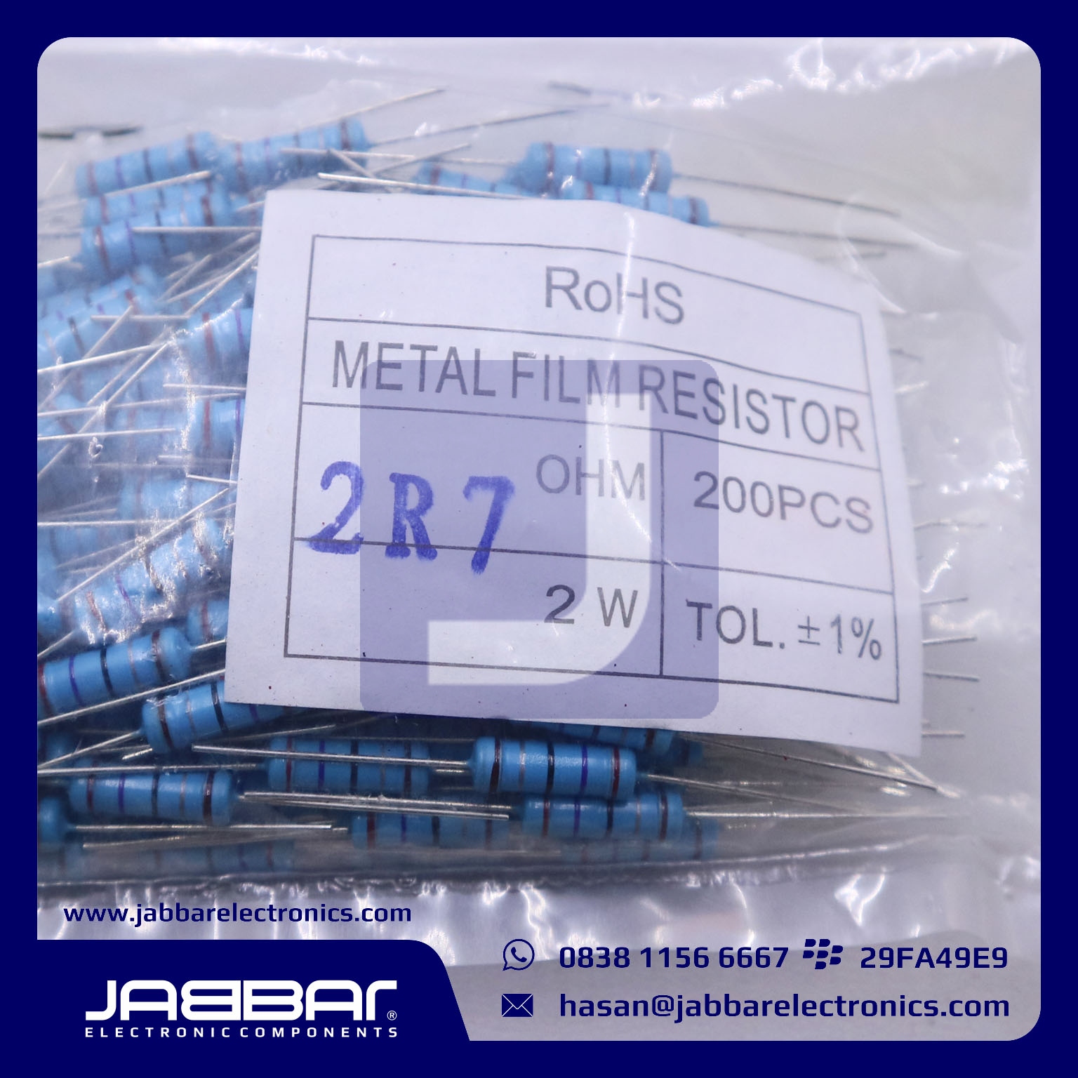 JUAL RESISTOR 2R7 OHM 2W ~ Jual Komponen Elektronika