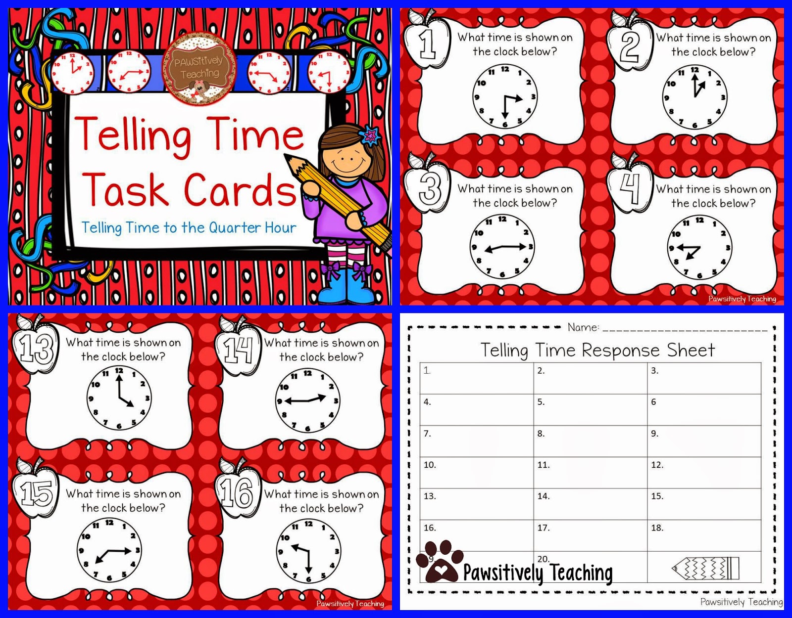 Classroom Freebies Too: Telling Time Task Cards