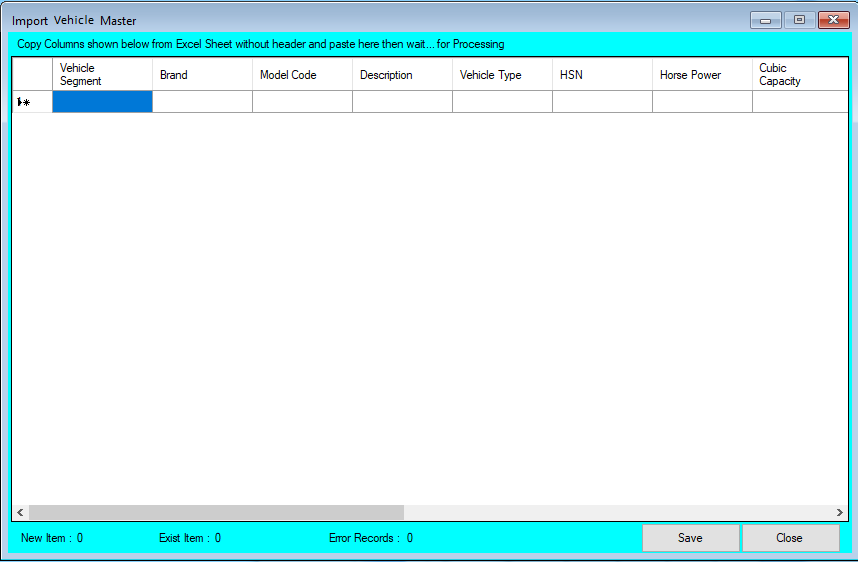 Import Vehicle Master Help Guide