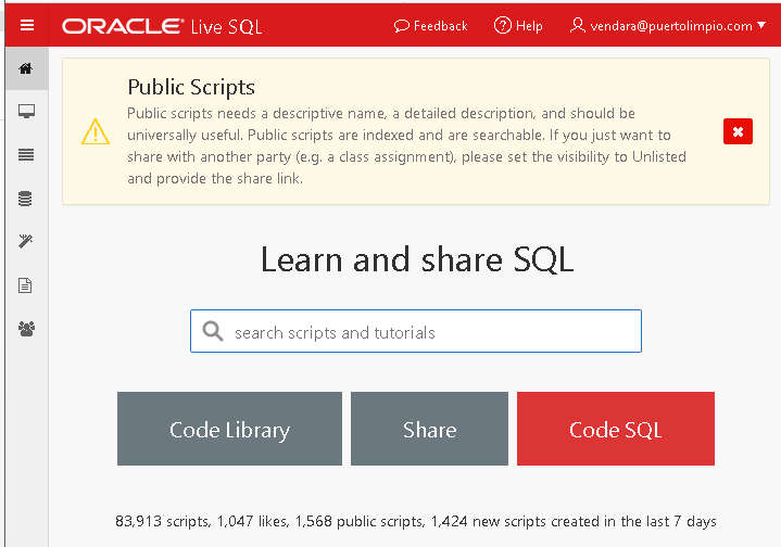 Oracle y yo: Oracle Live SQL (Pruebas SQL y PL/SQL en vivo) Oracle y yo: Oracle Live SQL (Pruebas SQL y PL/SQL en vivo)