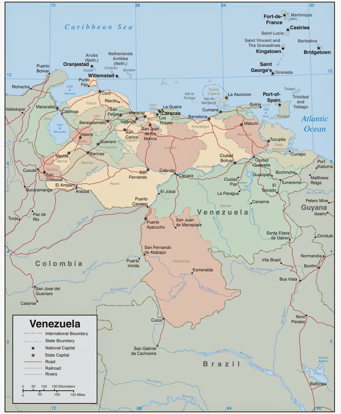 Mapa De Venezuela Mapa Político De Venezuela Para Imprimir Mapa De