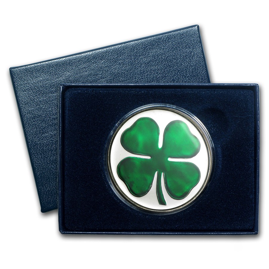 SUZI Q'S ESTATE FINDS: 1 oz Silver Round Coin Four Leaf Clover Enameled ...