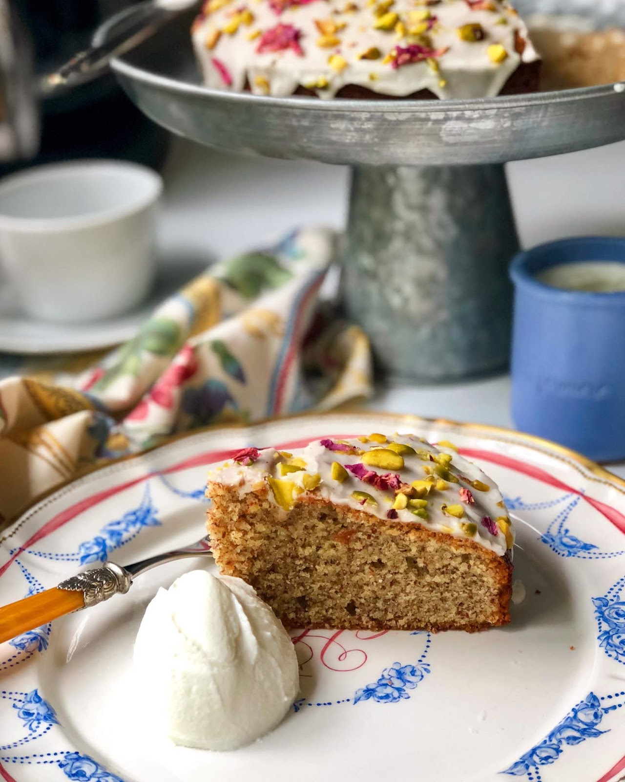 Persian Love Cake w/ Candied Rose Petals & Pistachios