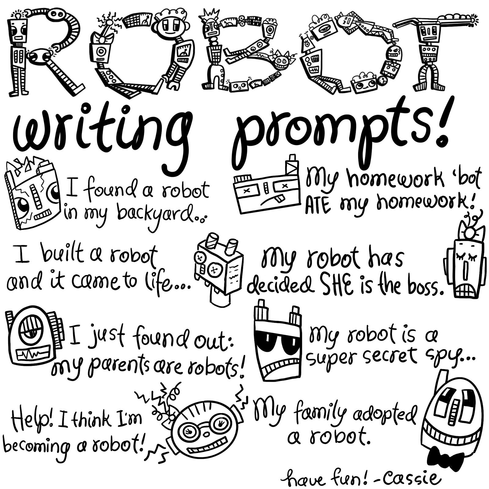 Cassie Stephens: Robot Week! Let's Draw Robots with Shapes and Markers!