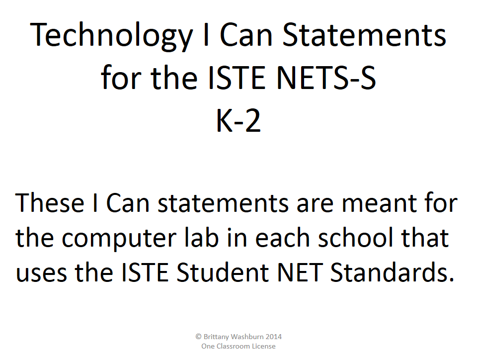 Technology I Can Statements for the Computer Lab Teacher - nwsbr