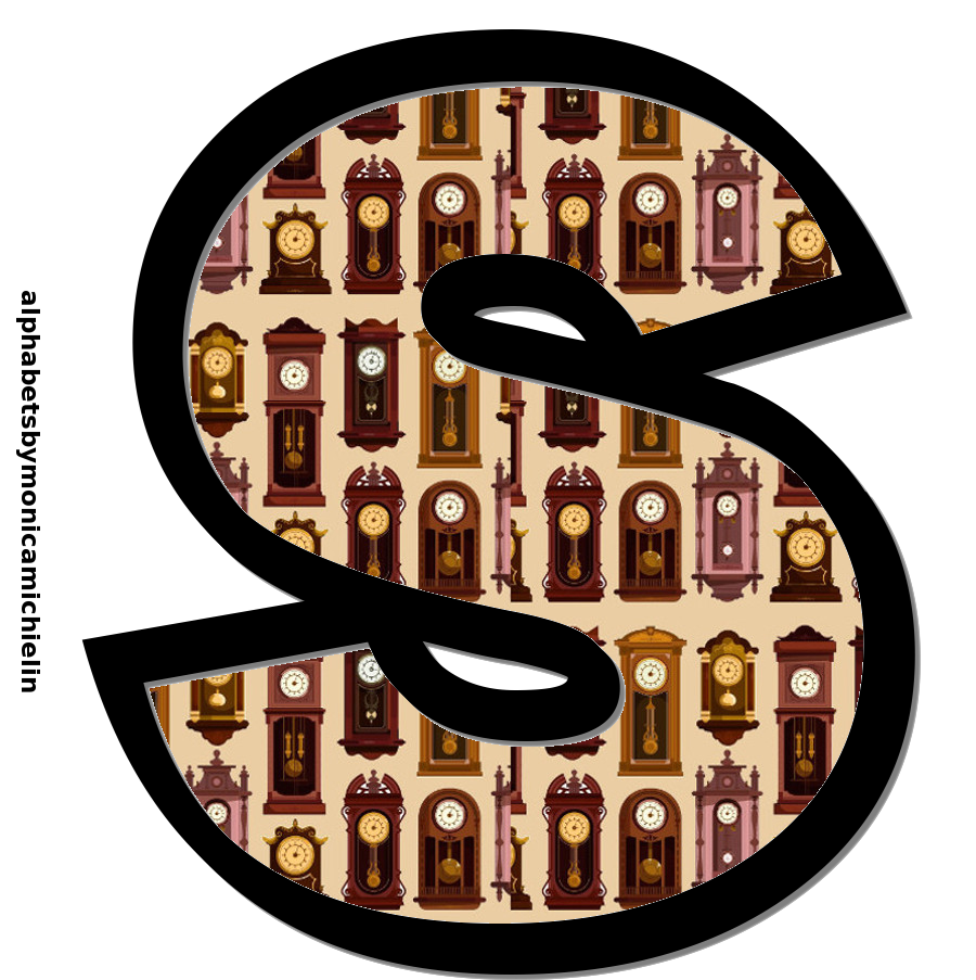 M. Michielin Alphabets: CLOCK TEXTURE ALPHABET AND ICONS PNG