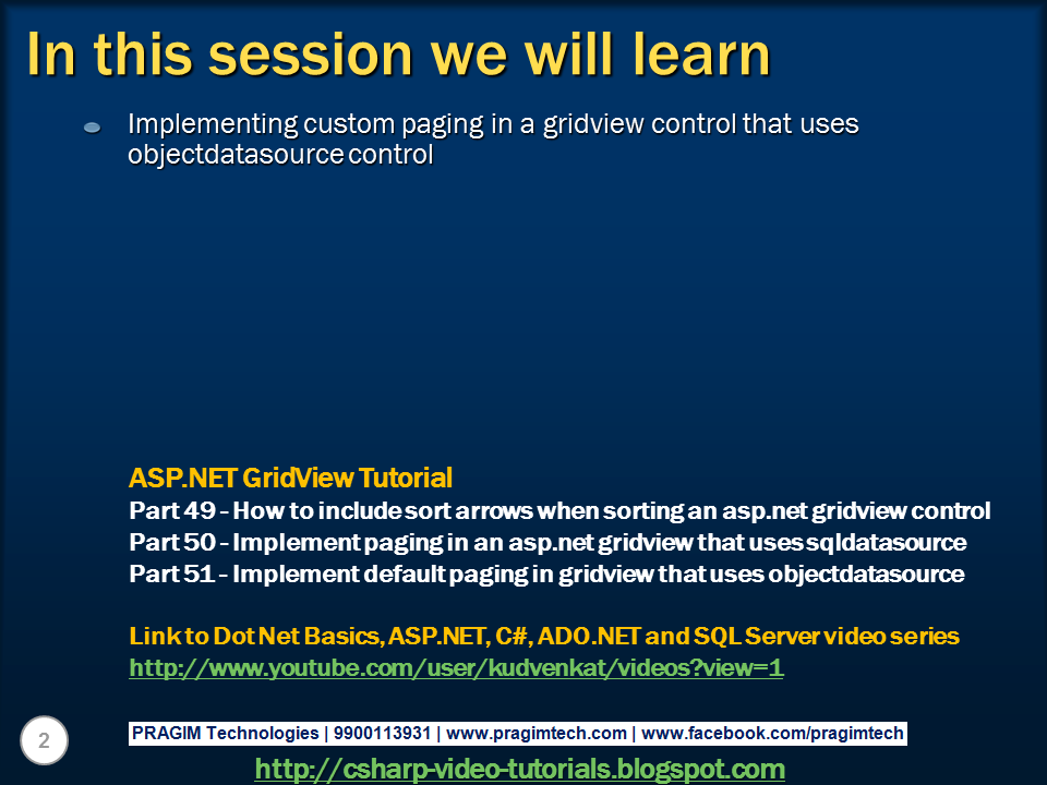 Sql Server Net And C Video Tutorial Part 52 Custom Paging In Gridview That Uses Object