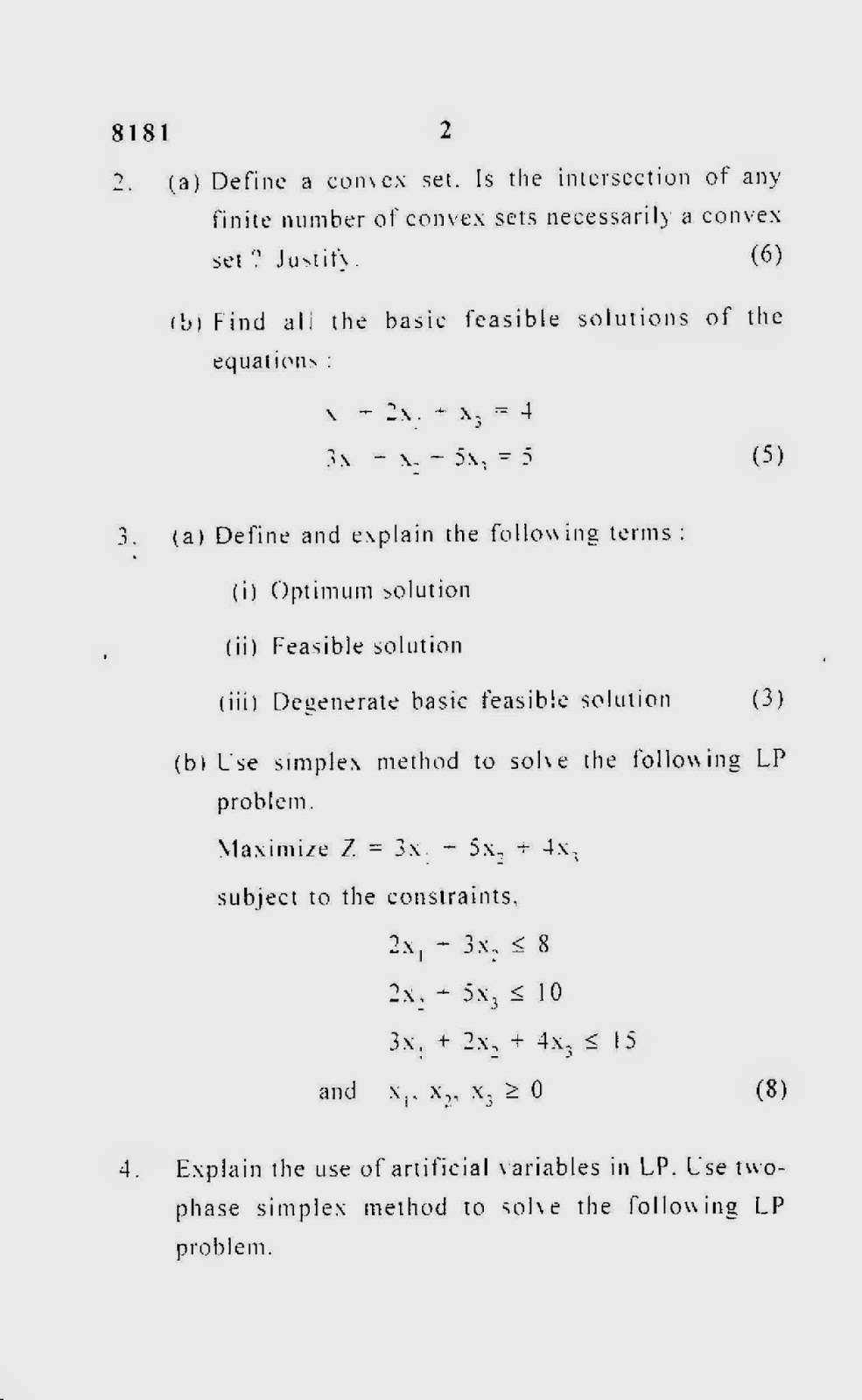 DU CS Lectures: Operational Research Paper 1 DU CS Lectures: Operational Research Paper 1