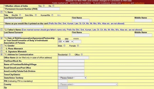 Online Application for Changes Or Correction in PAN Data (PAN Change ...