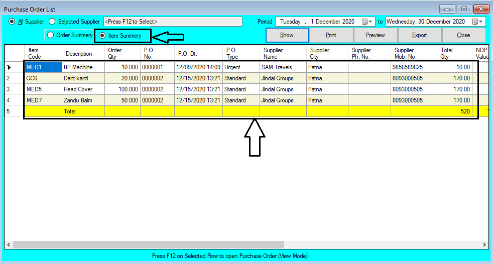 Purchase Order List Report Help Guide