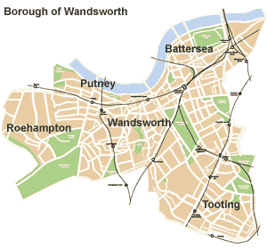 Wandsworth Map Region Political | Map of London Political Regional