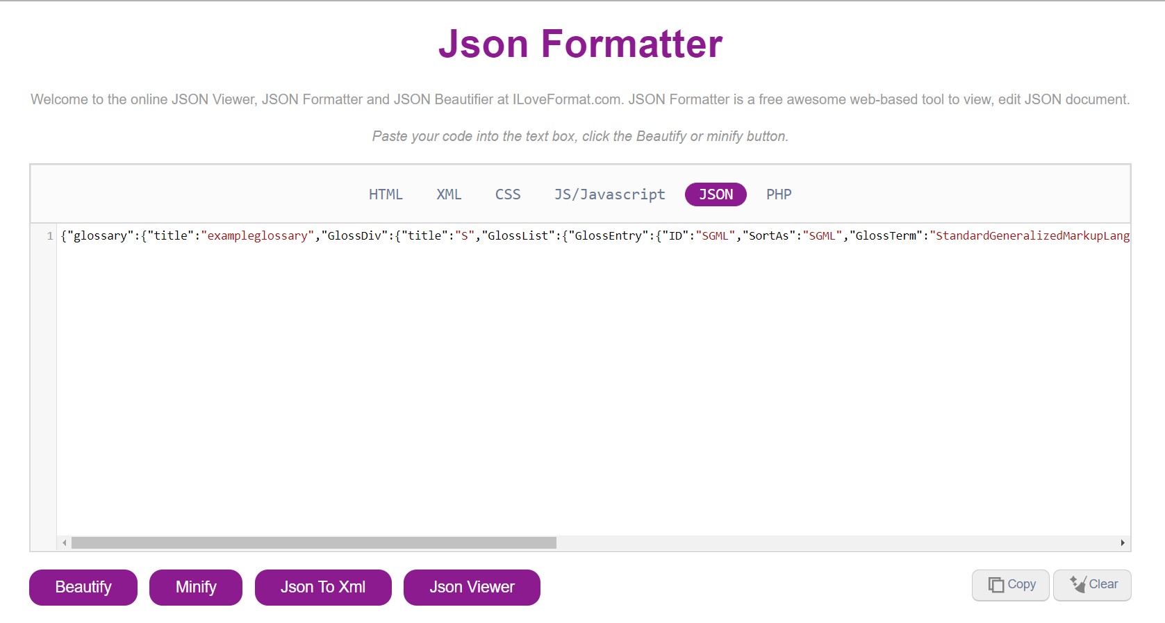 JSON Editor Online - view, edit and format JSON online - ILoveFormat.com