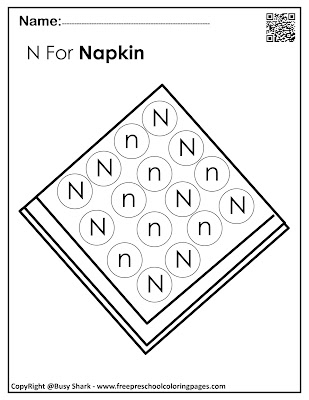 Letter N "10 free Dot Markers coloring pages"