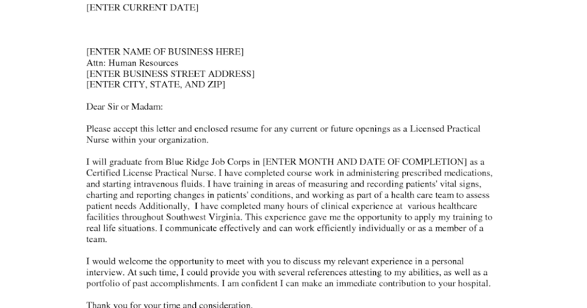 Lvn Cover Letter ~ Resume Letter