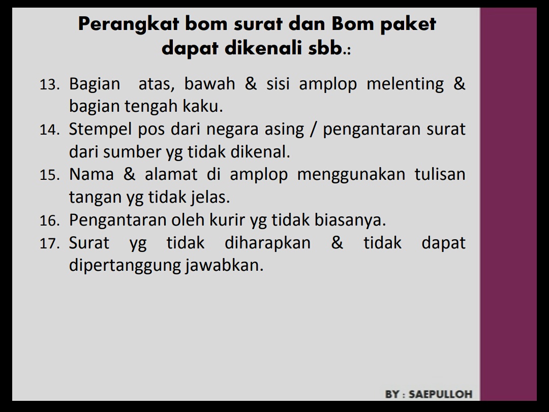 SATPAM JAYA: BOM THREAT - ANCAMAN BOM - PENGENALAN JENIS BOM