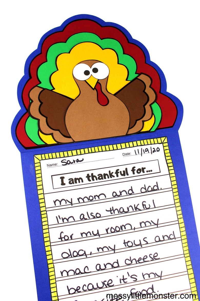 Thankful Turkey Craft and I am Thankful For Printable - Messy Little ...
