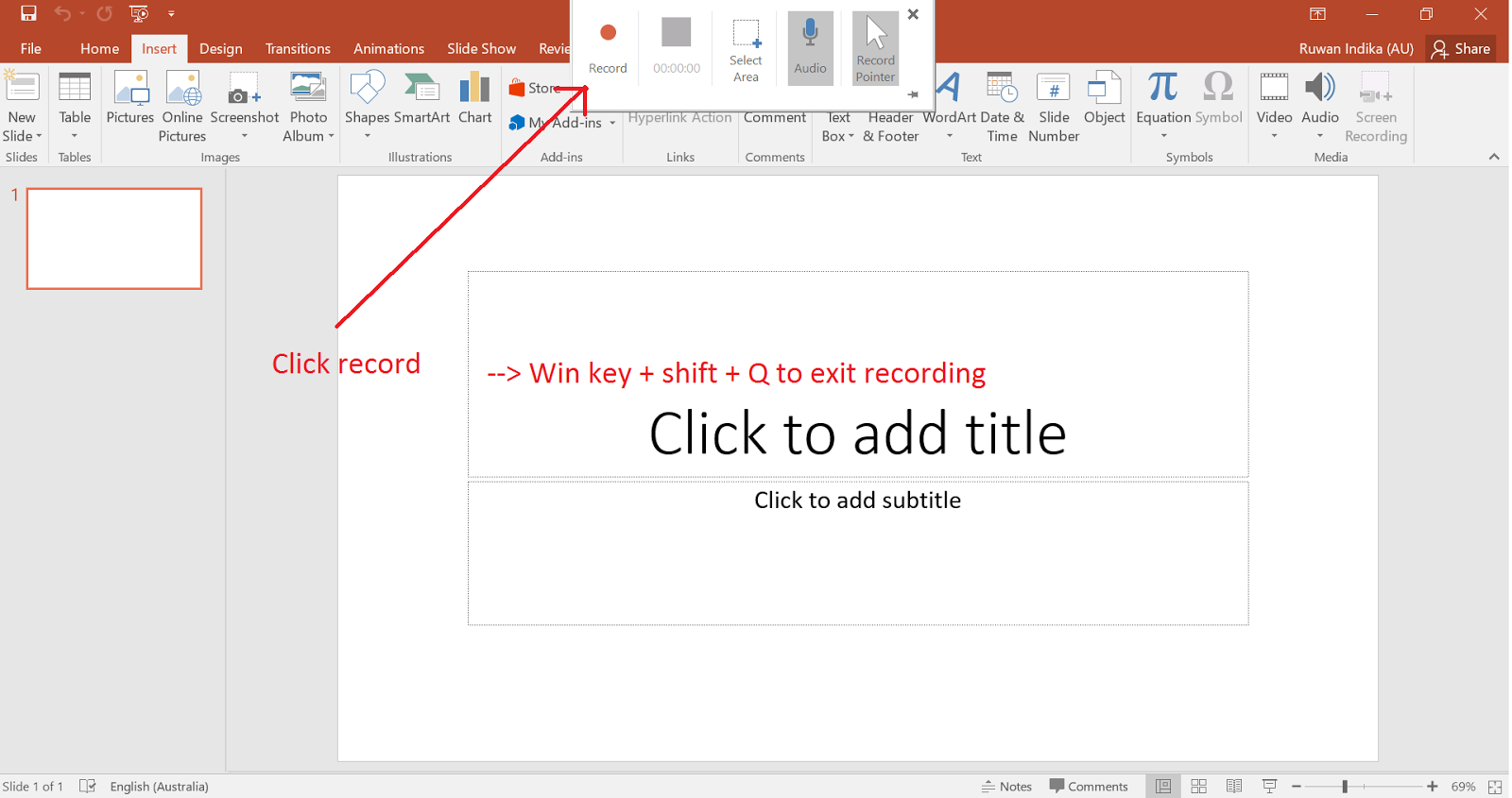 Ruwan's techno Blog: Screen record in Windows using PowerPoint