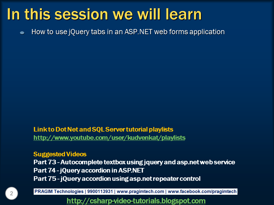 Sql Server Net And C Video Tutorial Jquery Tabs In