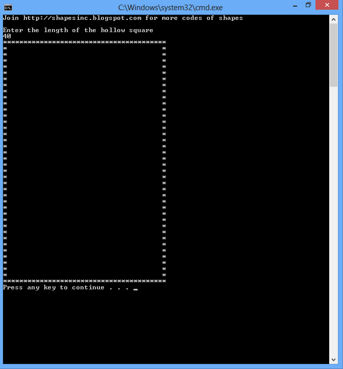 Hollow Square ~ Shapes in C++ - Free | C++Tutorial | Online