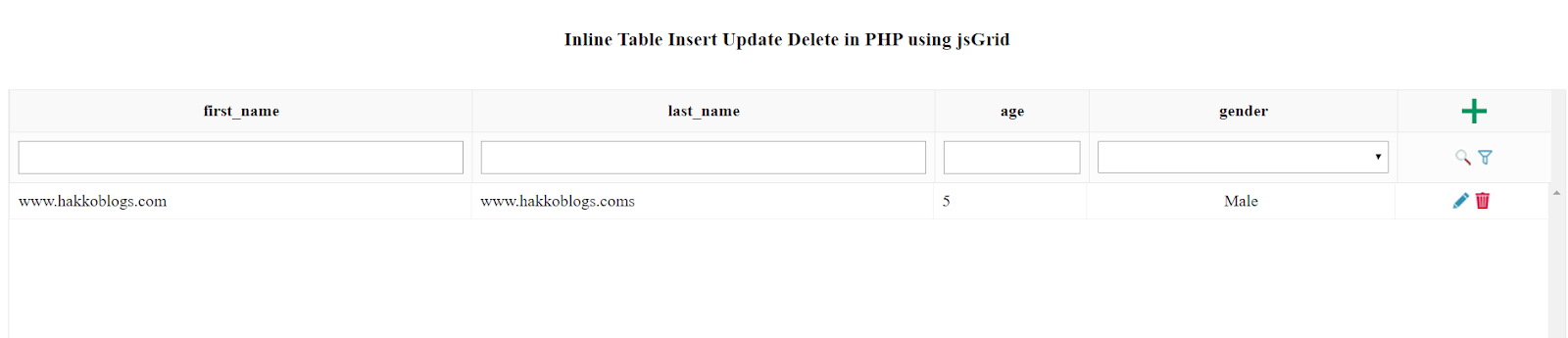 Inline Table Insert Update Delete di PHP menggunakan jsGrid - Hakko Blog's Inline Table Insert Update Delete di PHP menggunakan jsGrid - Hakko Blog's