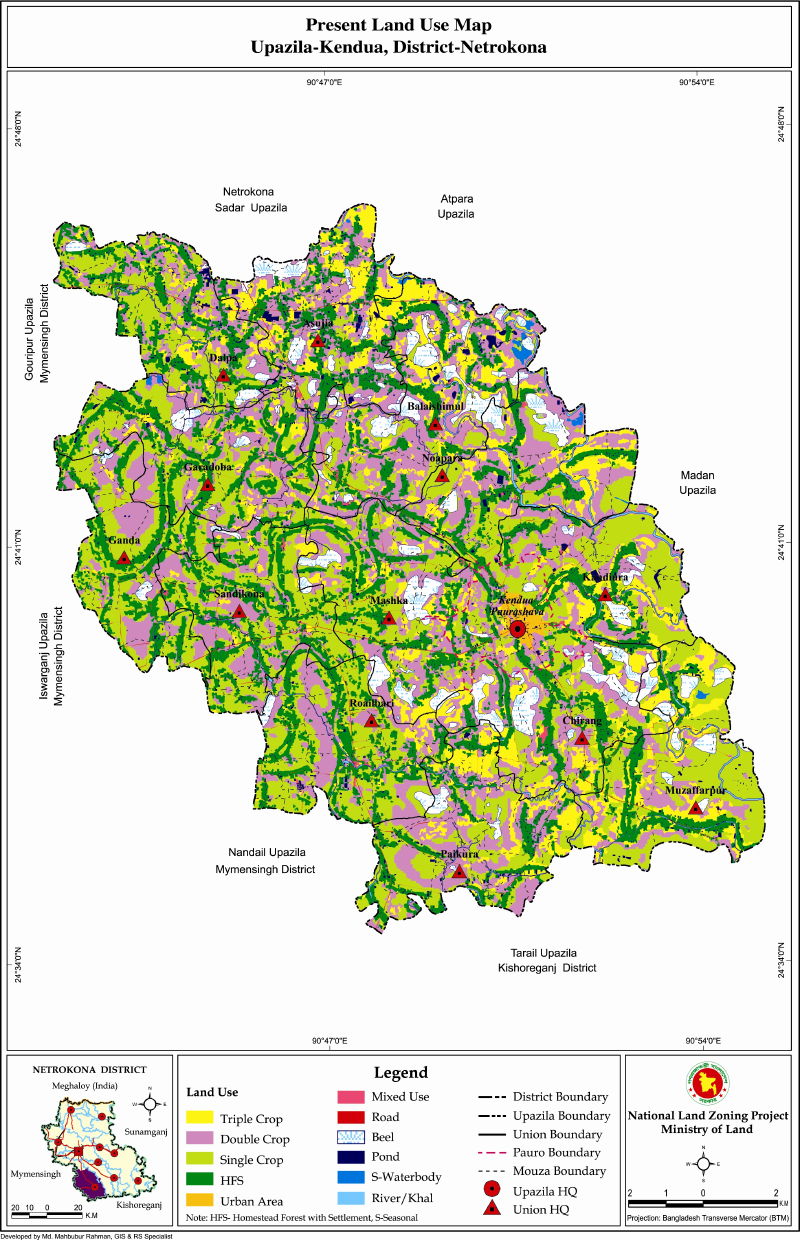Mouza & Land Use Maps of Kendua Upazila, Netrokona, Bangladesh ...