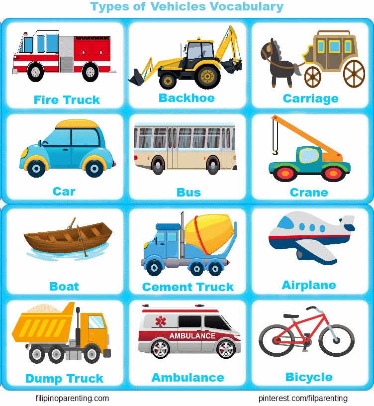 Vehicles Names in English with Pictures - Filipino Parenting