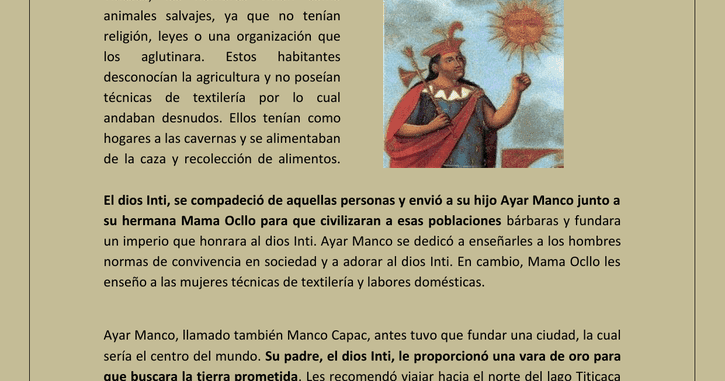 Mis Aprendizajes : EL ORIGEN DE LOS INCAS