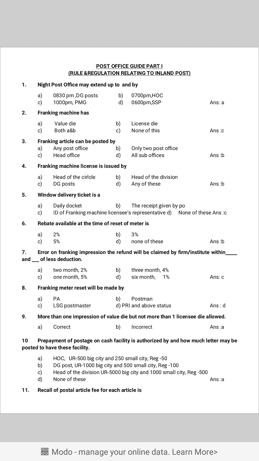 Postalnps : Rules and Regulations of Indian Post Office Exam material ...