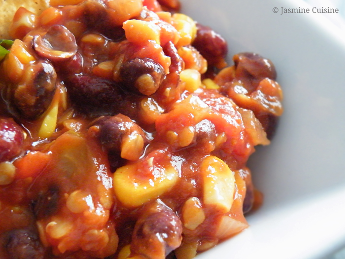 Chili facile aux 3 légumineuses - Jasmine Cuisine