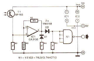 Voltase hobby: Simple Photo transistor Light Sensor Driver Circuit Diagram