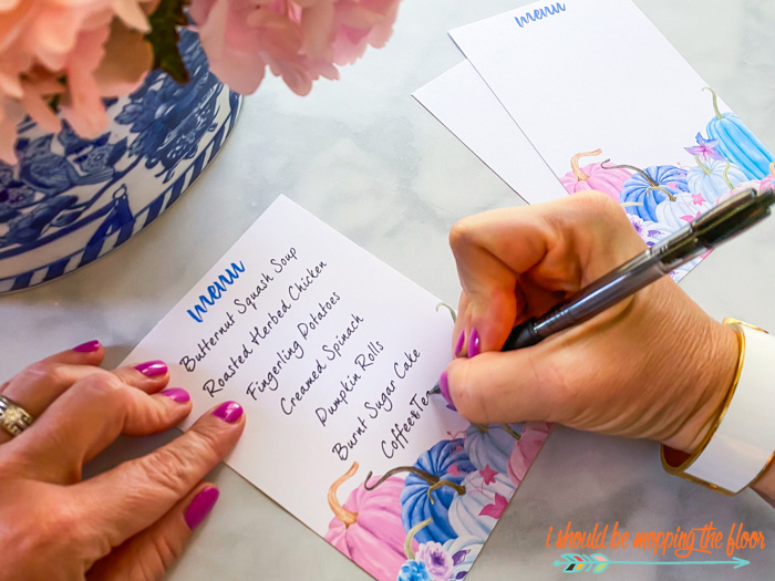 Free Printable Fall Menu and Place Cards | i should be mopping the floor