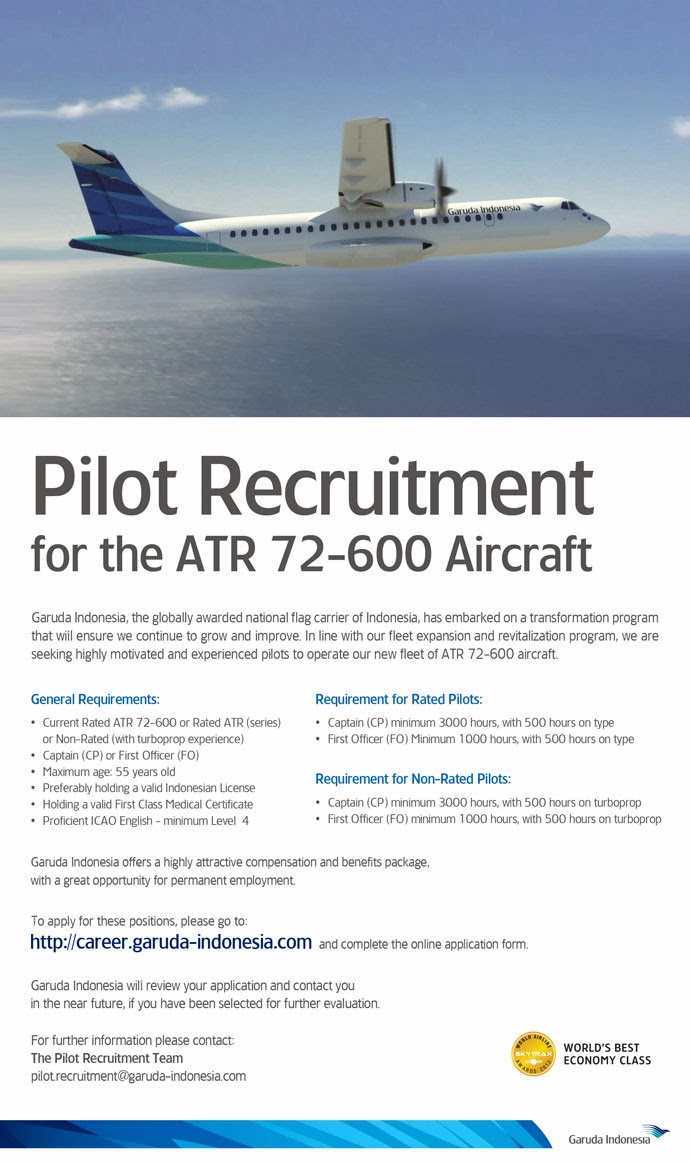 Fly Gosh: Garuda Indonesia - Direct Entry Captain / First Officer ( ATR ...