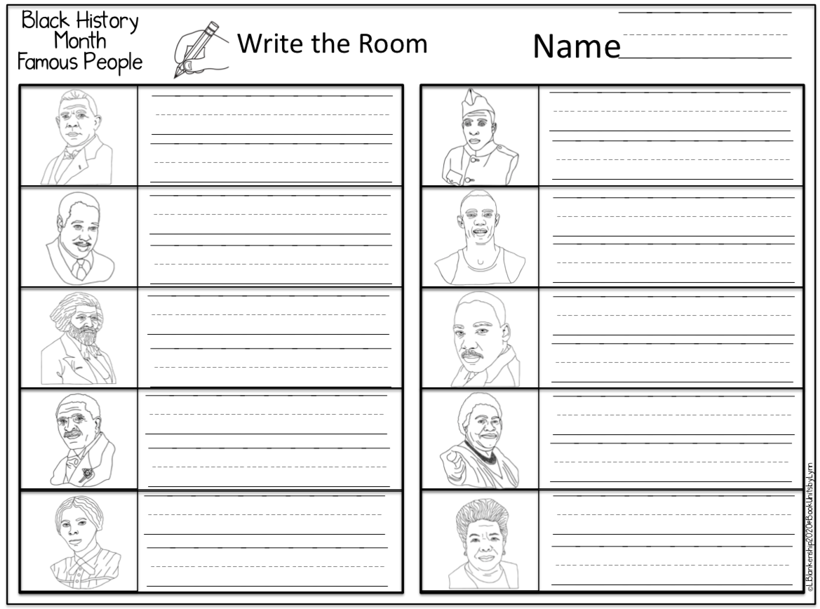 BLACK HISTORY MONTH 2020 WRITE THE ROOM ~ Book Units by Lynn