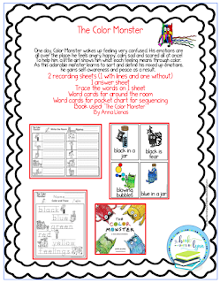 THE COLOR MONSTER WRITE THE ROOM ~ Book Units by Lynn
