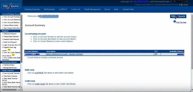 YES Bank Net Banking Online Registration Process