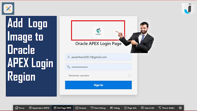 Add Logo Image to Oracle APEX Login Region - Javainhand Tutorial