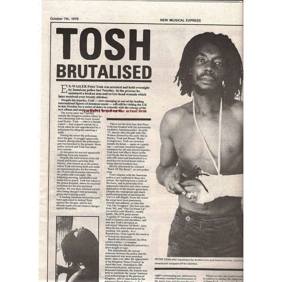 HISTÓRIA DO REGGAE: PETER TOSH BRUTALIZADO...
