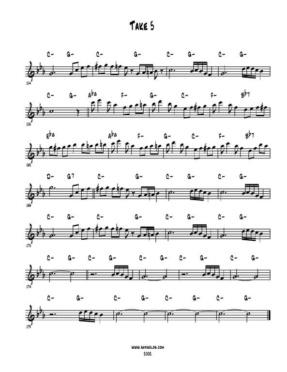 Take five Para saxo - Partituras y pistas para saxo | Sheet music and ...