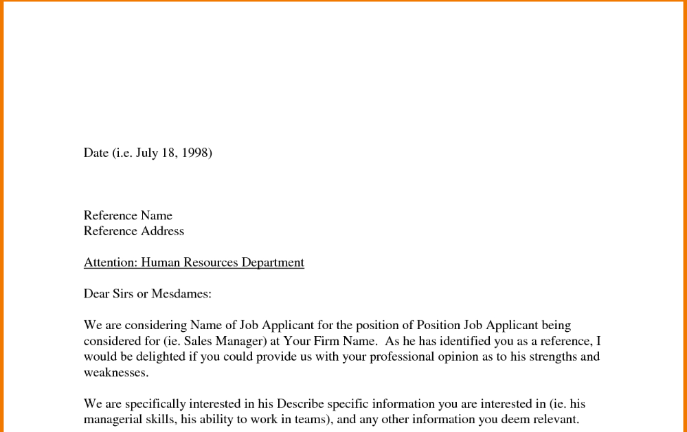Basic Recommendation Letter Template ~ Resume Letter