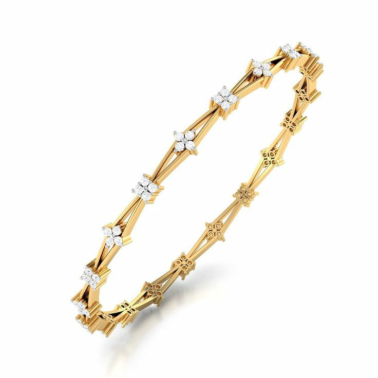 Simple gold and diamond bangles