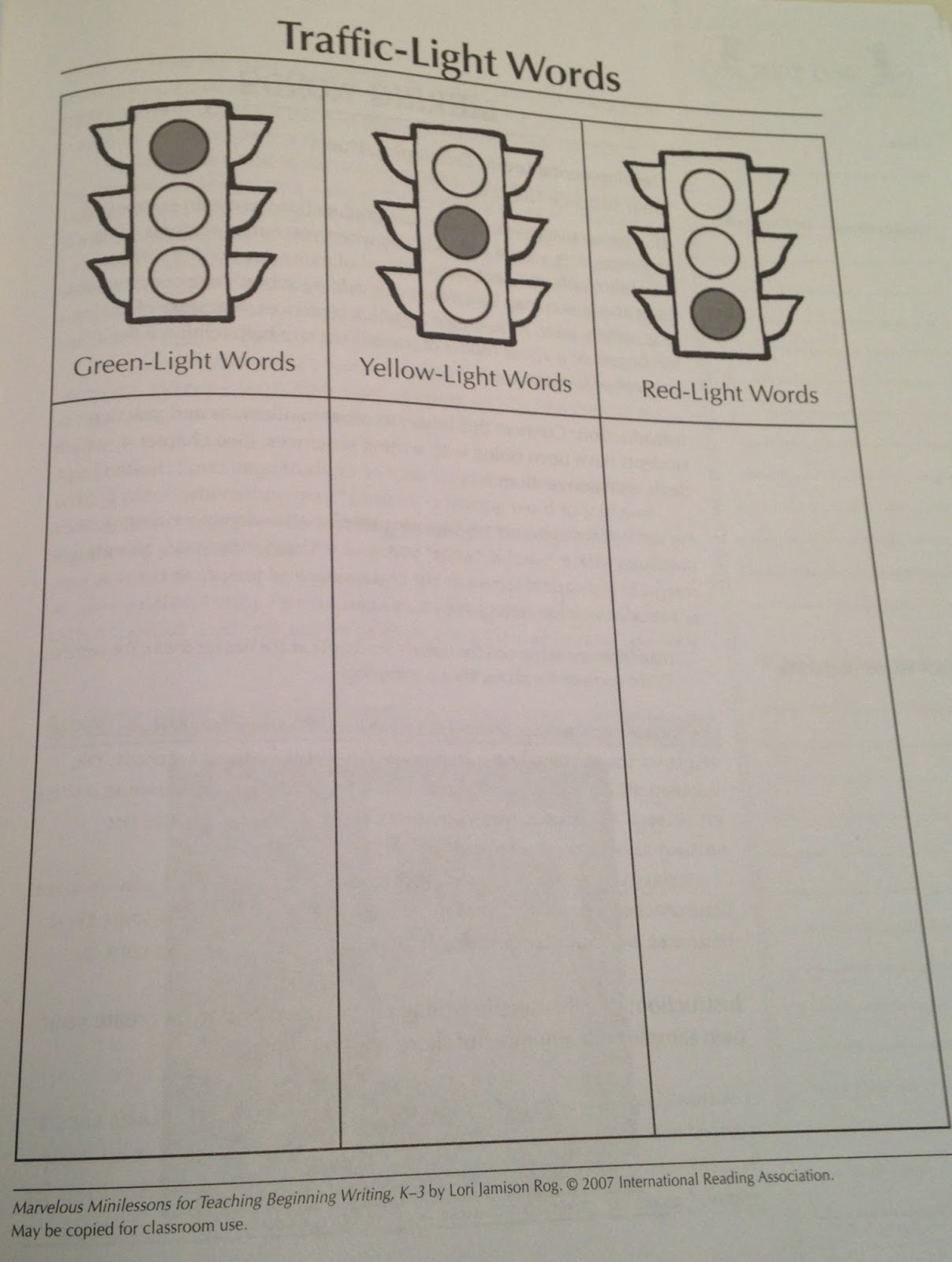 Primary Literacy Program: Lesson Plan 2: Traffic Light Words