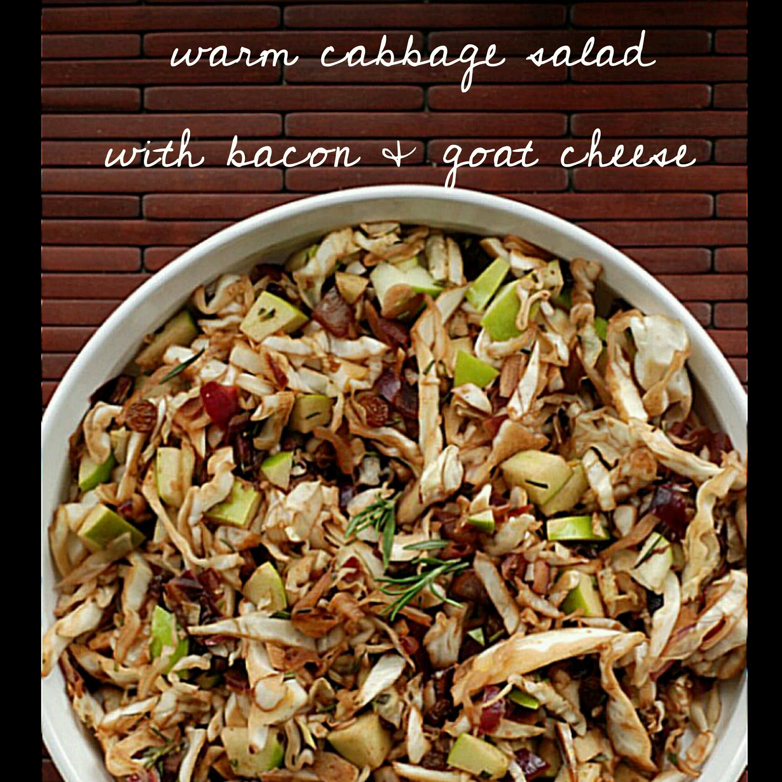 Warm Cabbage Salad with Bacon and Goat Cheese #SundaySupper - Nik Snacks