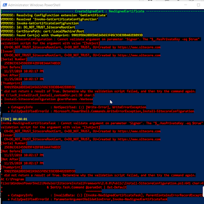 Explore Sitecore: Install-SitecoreConfiguration : Cannot validate argument on parameter 'Signer ...