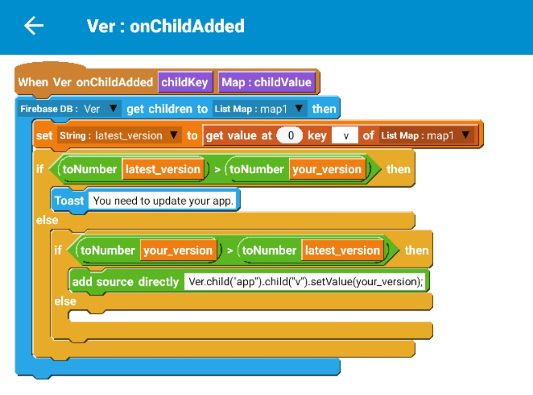 Check For Latest App Version Using Firebase In Sketchware