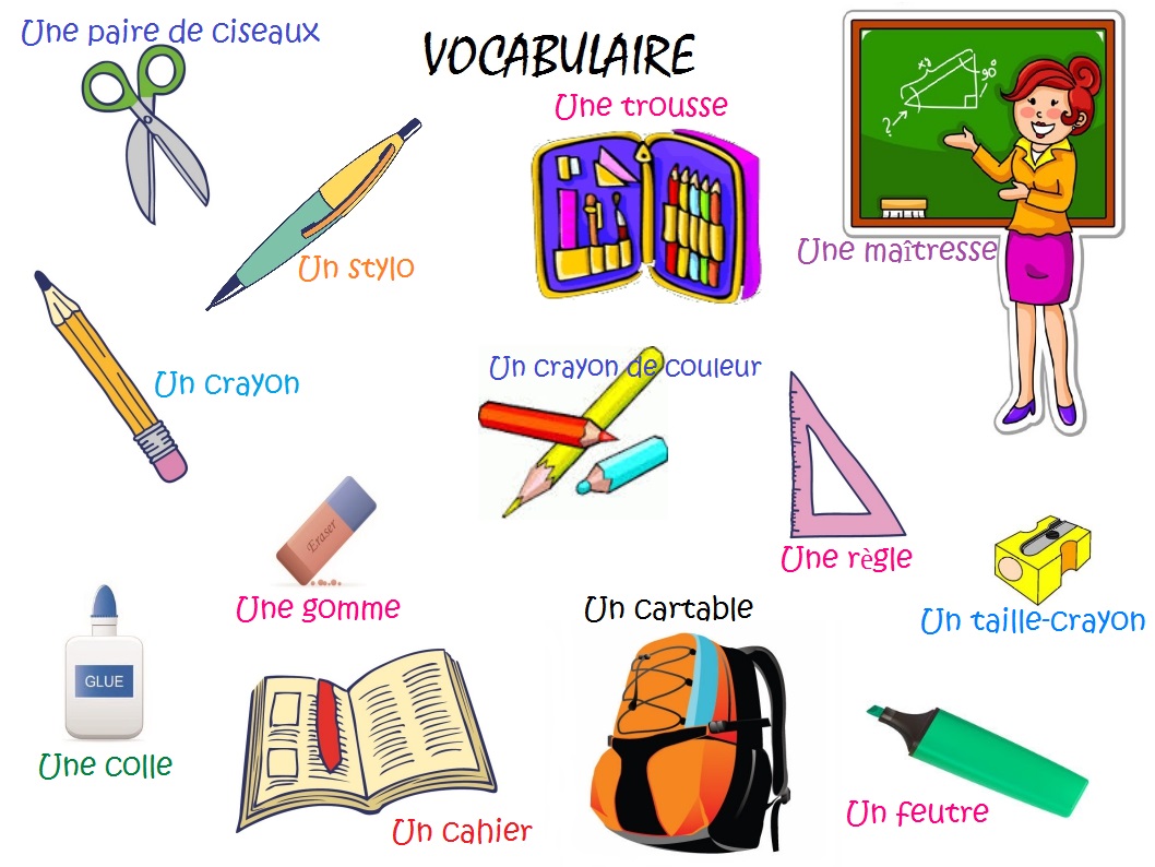 Mon cahier de français: Les affaires de classe, les couleurs