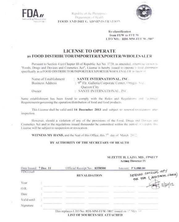 Jhuzt Lorque Santé International Ubuntu Network: FDA and HALAL Certificates