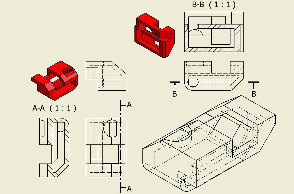 Secciones, cortes y roturas: Secciones abatidas