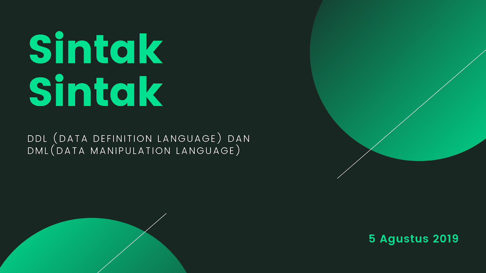Sintak Sintak DDL dan DML - Tomskins